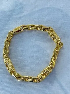 Accessories | Goldtone Dragon Link Man Bracelet | Poshmark